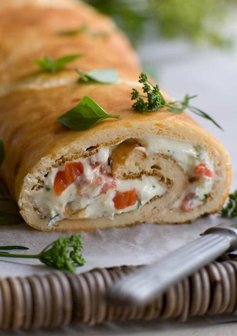 Cheese Roulade With Herbed Goats’ Cheese And Grilled Red Capsicum ...